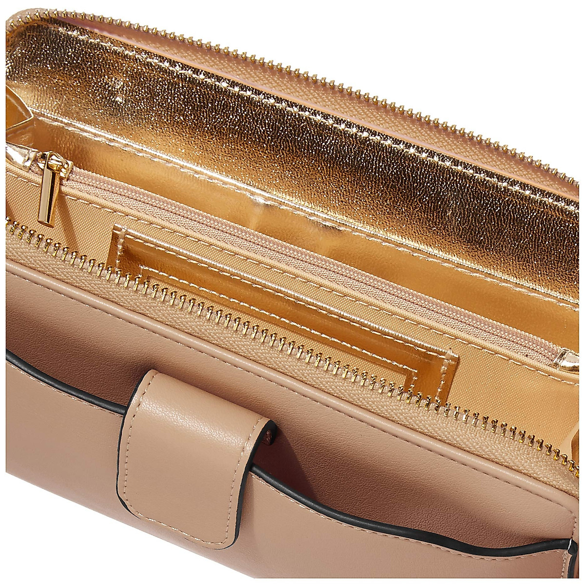 Amazon Essentials Women Wristlet Wallet with Cell Phone Holder Zip Around Wallet PU (Almond)