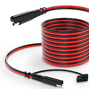 ELECTOP SAE to SAE Extension Cable 15Feet Quick Connect Disconnect SAE Power Connector Cable Wire Harness 14AWG with Dust Cap for Automotive RV Motorcycle Solar Panel SAE Plug Battery Charging Cable