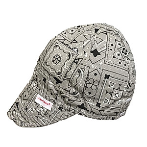 Comeaux Caps Reversible Welding Cap Grey Bandana Size 7 3/8