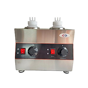 Lyxhouse Electric Cheese Sauce Dispenser & Hot Fudge Warmer with 650ml Squeeze Bottles - Adjustable Temperature 86-185℉ - Commercial Grade 110V