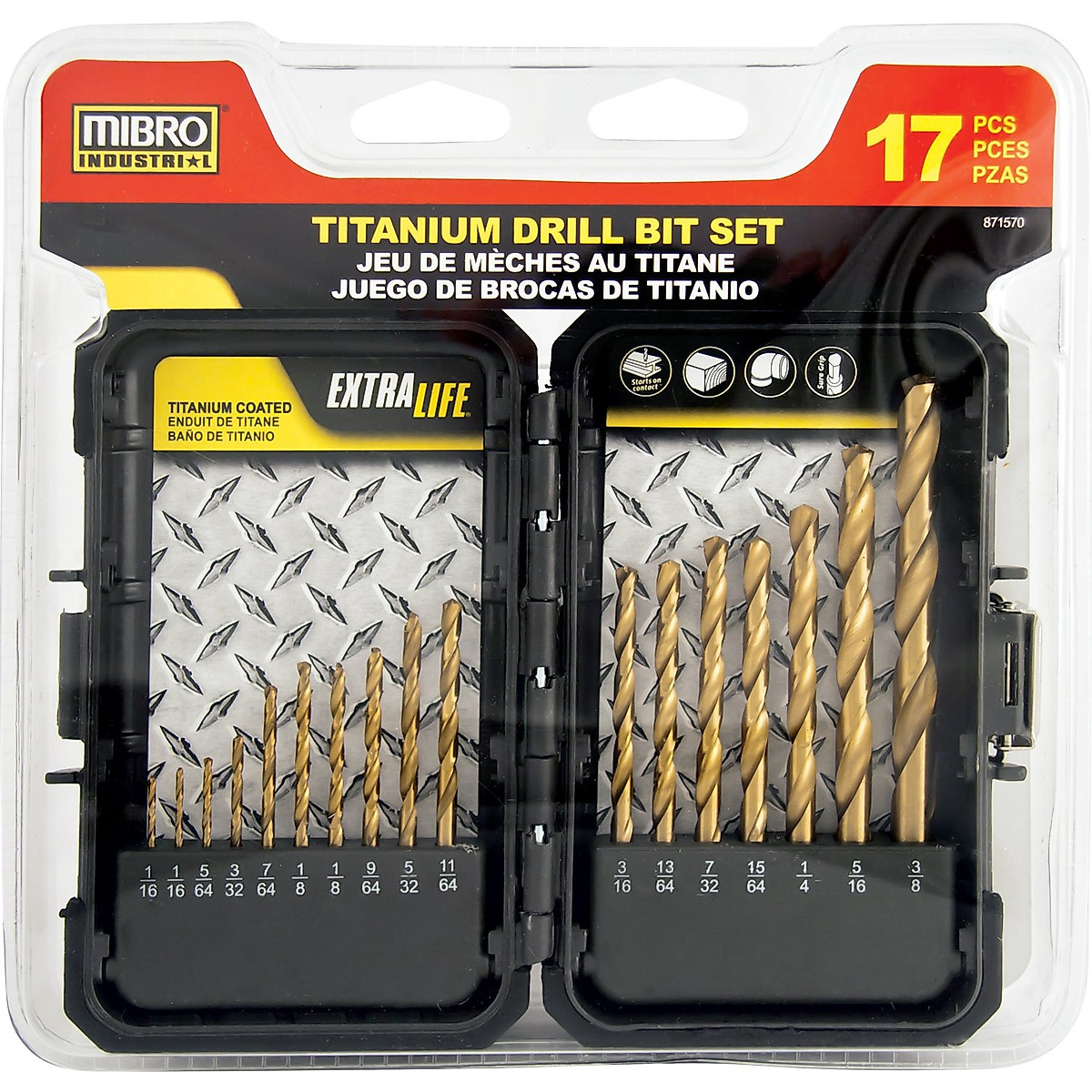 MIBRO 871570 Titanium Extra Life Metal Master Drill Bit Set, 17 Pieces