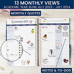 bloom daily planners 2023-2024 Academic Year Day Planner (July 2023 - July 2024) - 5.5” x 8.25” - Weekly/Monthly Agenda Organizer Book with Stickers & Bookmark - Poppy Meadow, Blue