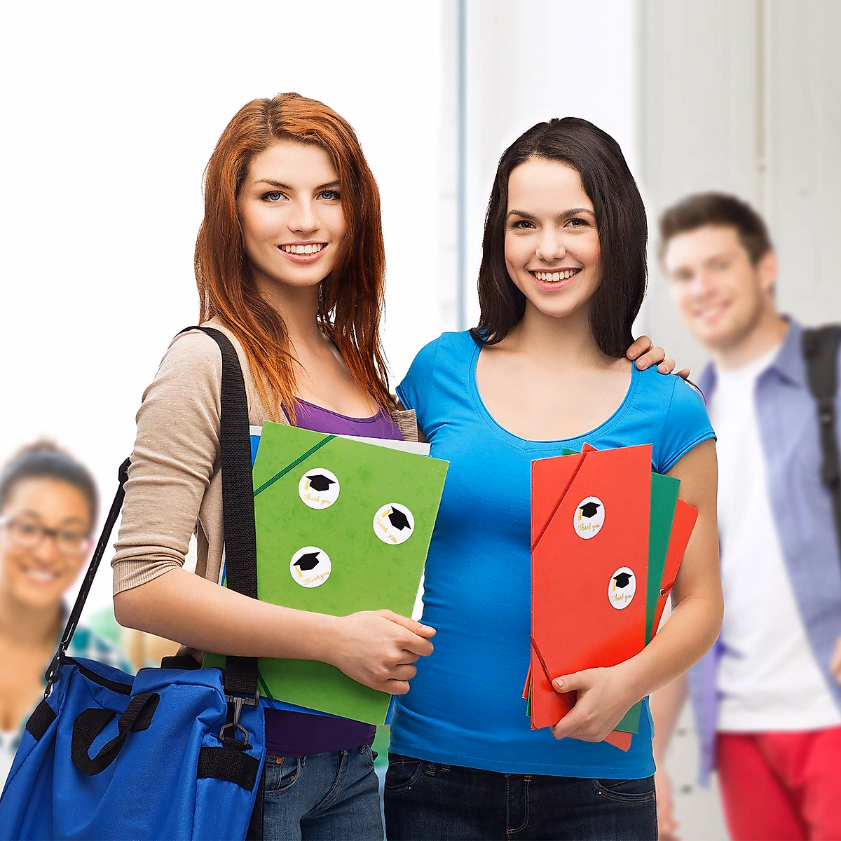 Dianelhall 600 Pieces Graduation Thank You Labels Stickers Class of 2025 Foil Graduation Stickers Round Adhesive Holographic Envelope Seal Classroom Decoration Labels for Party