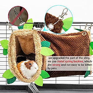 Guinea Pig Tunnel Hammock - Soft Fleece Rat Hammock Hideout for Hamster Ferret Chinchilla Hedgehog Squirrel Small Animals - Swing Pet Hammock House Habitat Cage Accessories for Playing Sleeping