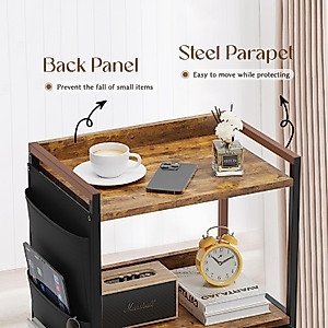 LASZOLA Nightstand with 3 Fabric Drawers and Side Pockets, Vertical Bedside Table with Wood Shelf, End Table Bed Side Dresser Furniture for Bedroom Living Room Entryway College Dorm, Rustic Brown, 1