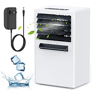 Portable Air Conditioner Fan, Personal Small Space Evaporative Air Cooler with 3 Speed Mode Fan Desktop AC, Ultra-Quiet Small Desk Table Fan with Humidification for Home Office Bedroom