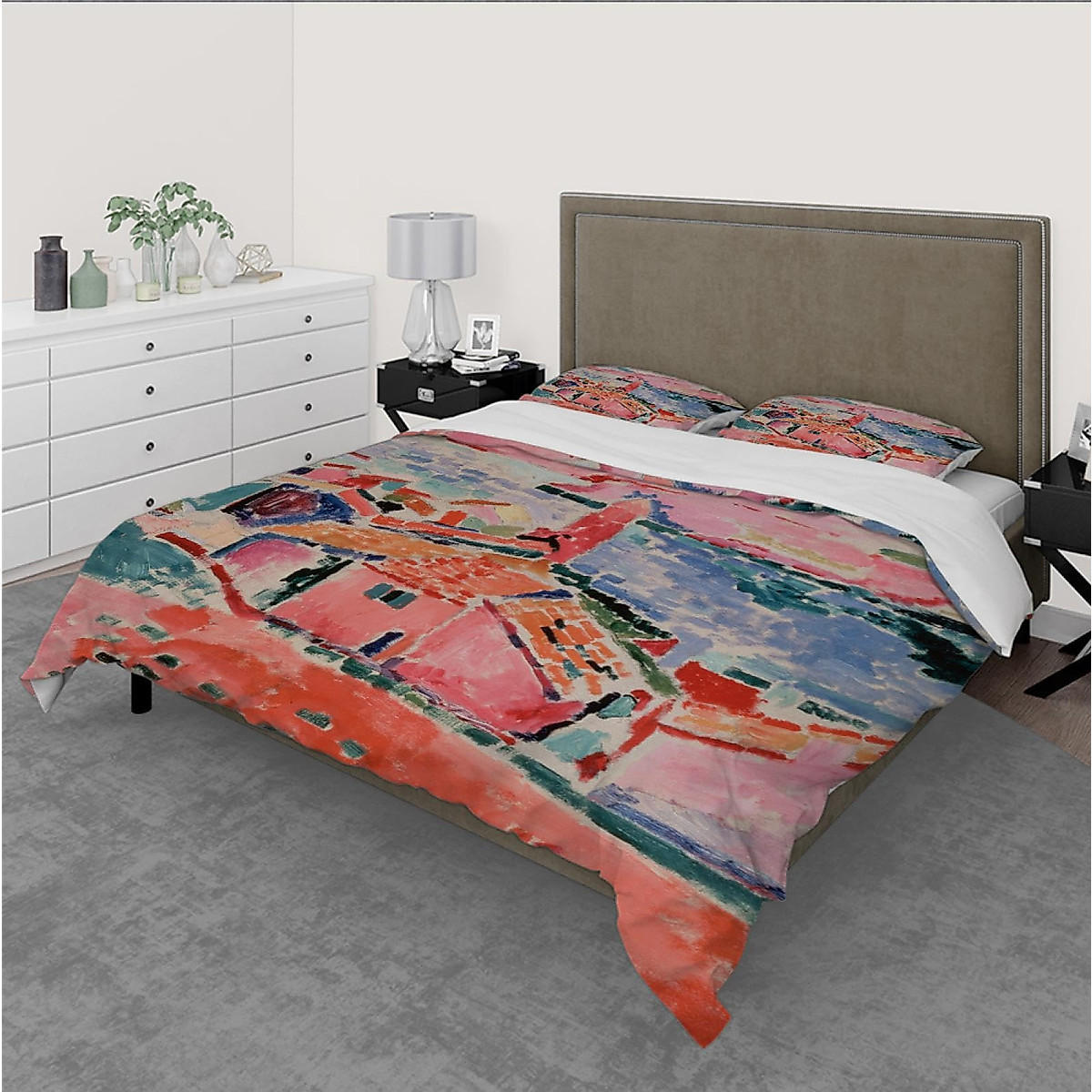 HOBBOY Bright Watercolor Bedding Sets 3 Piece 1 Duvet Cover with Zipper Ties 2 Pillowcases Henri Matisse Painting Art Soft Duvet Cover Set Twin Size