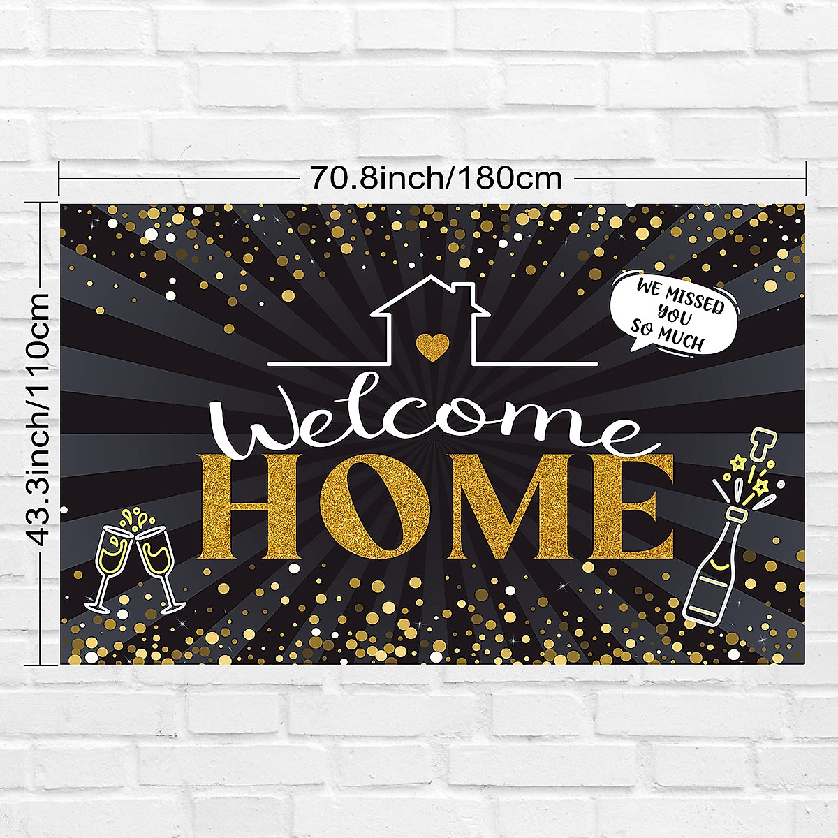 Welcome Home Decorations, Fabric Welcome Home Banner Photography Backdrop, Welcome Home Sign Welcome Home Party Decorations for Lover, Family and Friend Reunion, 70.8 x 43.3 Inch