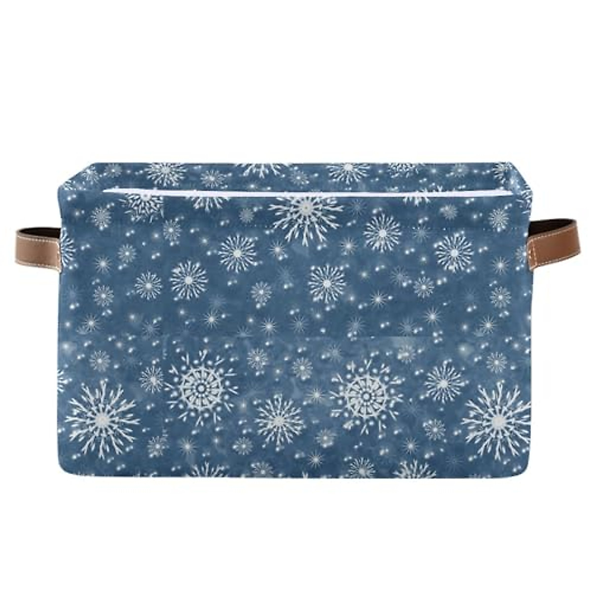 Christmas Snowflakes Storage Basket Bins Decorative Toy Organizer Bins Laundry Hamper Baskets with Handles for Home Boys Girls Office Closet Shelf Nursery Baskets,1 pcs