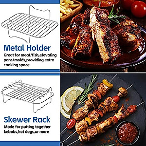 Upgraded 7PCS Silicone Dual Air Fryer Accessories,Fit Most Ninja Foodi AF300UK, AF400UK 7.6-9.5L or Larger Dual Air Fryers