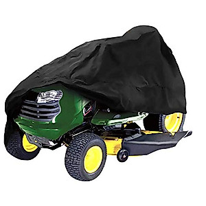 J&C 66x23x45.6inches Outdoors Riding Lawn Mower Cover Black Waterproof Dustproof Patio Tractor Cover Mower Protection for Ride-On Garden Tractor (S)