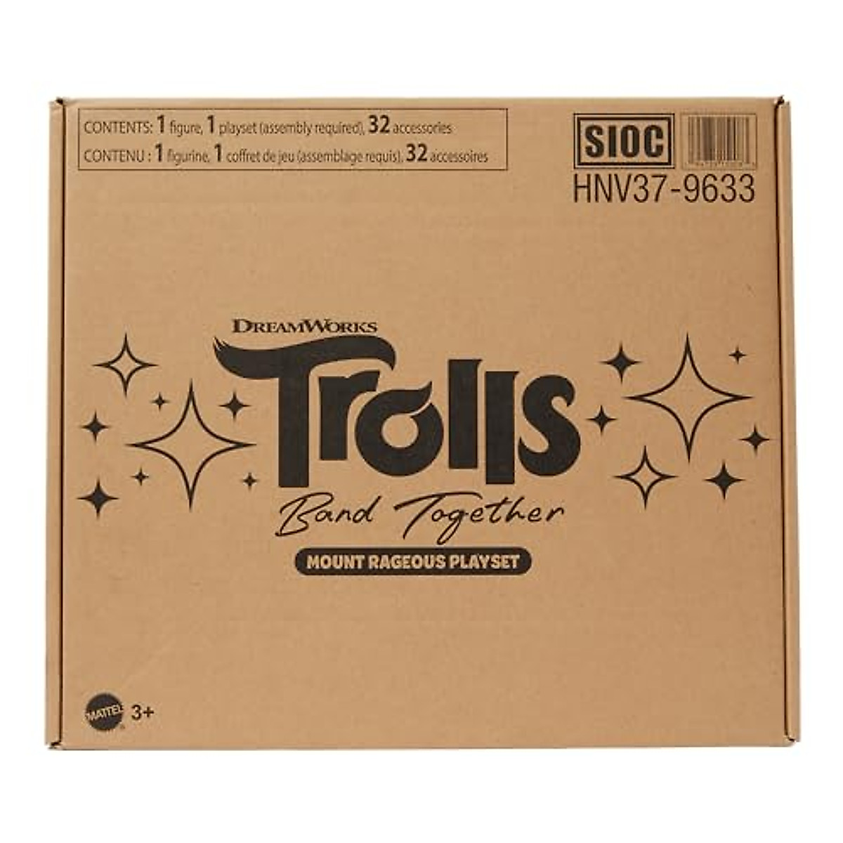 Mattel DreamWorks Trolls Band Together Toys, Mount Rageous Playset with Queen Poppy Small Doll & 25+ Accessories, 4 Hair Pops