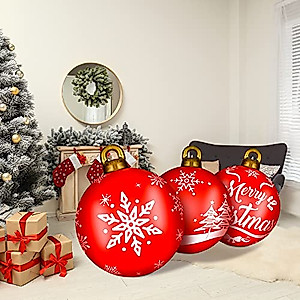 3 Pcs Giant Inflatable Christmas Ball 24 Inch Christmas PVC Inflatable Decorated Ball Large Christmas Inflatables Outdoor Decorations Christmas Blow up Yard Decorations Xmas Giant Inflatable Ornaments