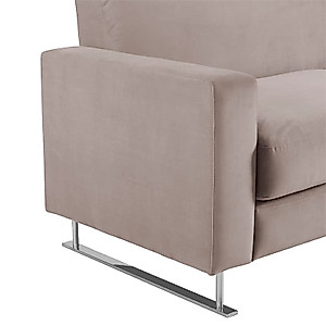 Elle Decor Baylie Mid-Century Modern Sofa with Chrome Sleigh Legs, Accent Living Room Couch with Plush Upholstery, Easy to Assemble, 80", French Taupe Velvet