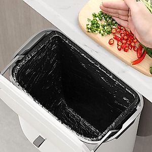 2.4 Gallon Hanging Trash Can with Lid for Kitchen Cabinet Door or Under Sink, Kitchen Wall Mounted Compost Bin, Small Garbage Can for Countertop, Bathroom