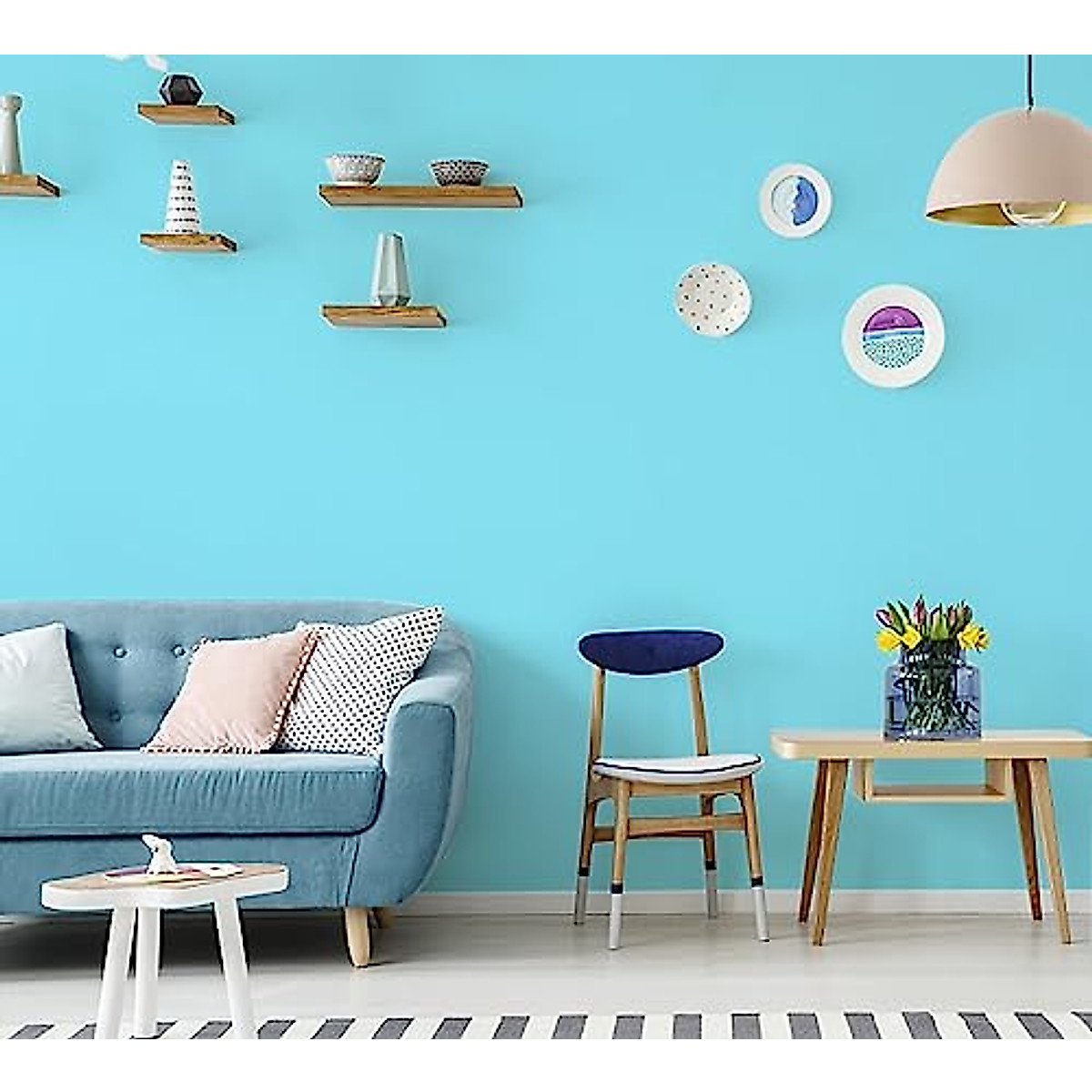 Micpolo 15.7”×118” Blue Wallpaper Peel and Stick Wallpaper for Bedroom Light Blue Contact Paper Easy Peel Off Wallpaper Blue for Bathroom Removable Wallpaper Vinyl Self Adhesive Matte