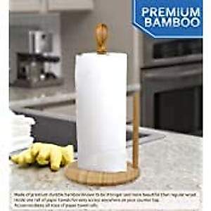Greenco Counter Top Bamboo Paper Towel Holder, Perfect for Kitchen & Bathroom Organization & Decor, Fits of Paper Towels