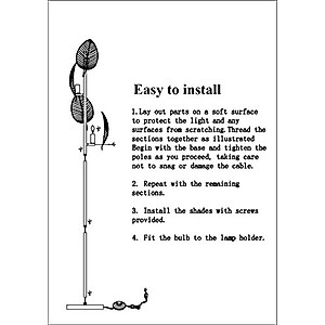 WOXXX Industrial Gold Floor Lamp with 4 Brush Black Finish Leaf Shade, Modern Tree Floor Lamps for Living Room Bedrooms Reading Standing Lamp Living Room Lamps Farmhouse Tall Lamp (4 Bulbs Included)