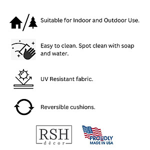 RSH Décor Indoor Outdoor Decorative 3 Piece Love Seat Settee & 2 Chair Wicker Cushion Set (Standard ~ 2-19”x19” & 41”x19”, Swaying Palm Blue Escape)