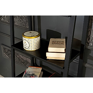 Aienid Solid Wood Black Bookshelf 5 Tier Modern Ladder Bookshelf Organizers, Metal Frame Bookshelf for Small Spaces in Your Living Rooms, Office Furniture Bookcase