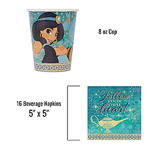 Aladdin Birthday Party Supplies Tableware Set, Serves 8 Guests, Includes Plates, Napkins, Cups, Tablecover and Exclusive Party Games Booklet by Party Craft Creations