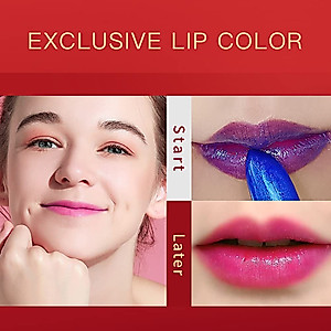 Yeweian 2 Pcs Magic Black Blue Lipstick Set, Shimmer Color Changing Lipstick(Blue Changed into Pink,Black Change into Brick Red),Natural Moisturizing Lip Balm Labiales Magicos Nutritious Lazy Lipstick