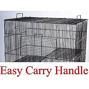 3-Levels Easy Collapsible Ferret Chinchilla Sugar Glider Rats Mouse Animal Critter Chew-Proof Metal Carrier Travel Cage with Narrow 3/8-Inch Bar Spacing Easy to Setup No Tools Needed Easy Storage