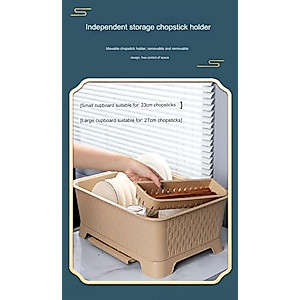 Taqargzy with lidDish Drainer Rack Plate, Silverware, Pots and Pans Drying Rack Chopstick Holder Cup Holder,Multifunctional Dish Rack for Kitchen Counter,Dish Rack with Drainboard,(Elegant Gray)