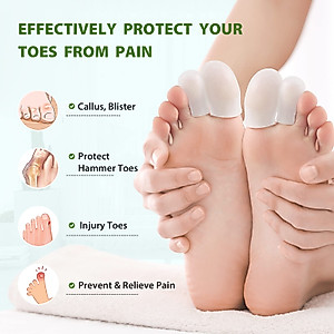 Bukihome Silicone Toe Protectors - 12 Pack Gel Toe Sleeves Toe Protectors - Toe Caps with Aloe Vera Essential Oils - Toe Cushions for Pain Relief, Toe Protection for Corns, Calluses (8L + 4S)