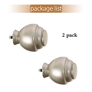 KAMANINA Round Replacement Finials for 3/4 or 5/8 Inch Curtain Rods, Champagne Gold Drapery Rod Finials with M6 Standard Screws, Set of 2
