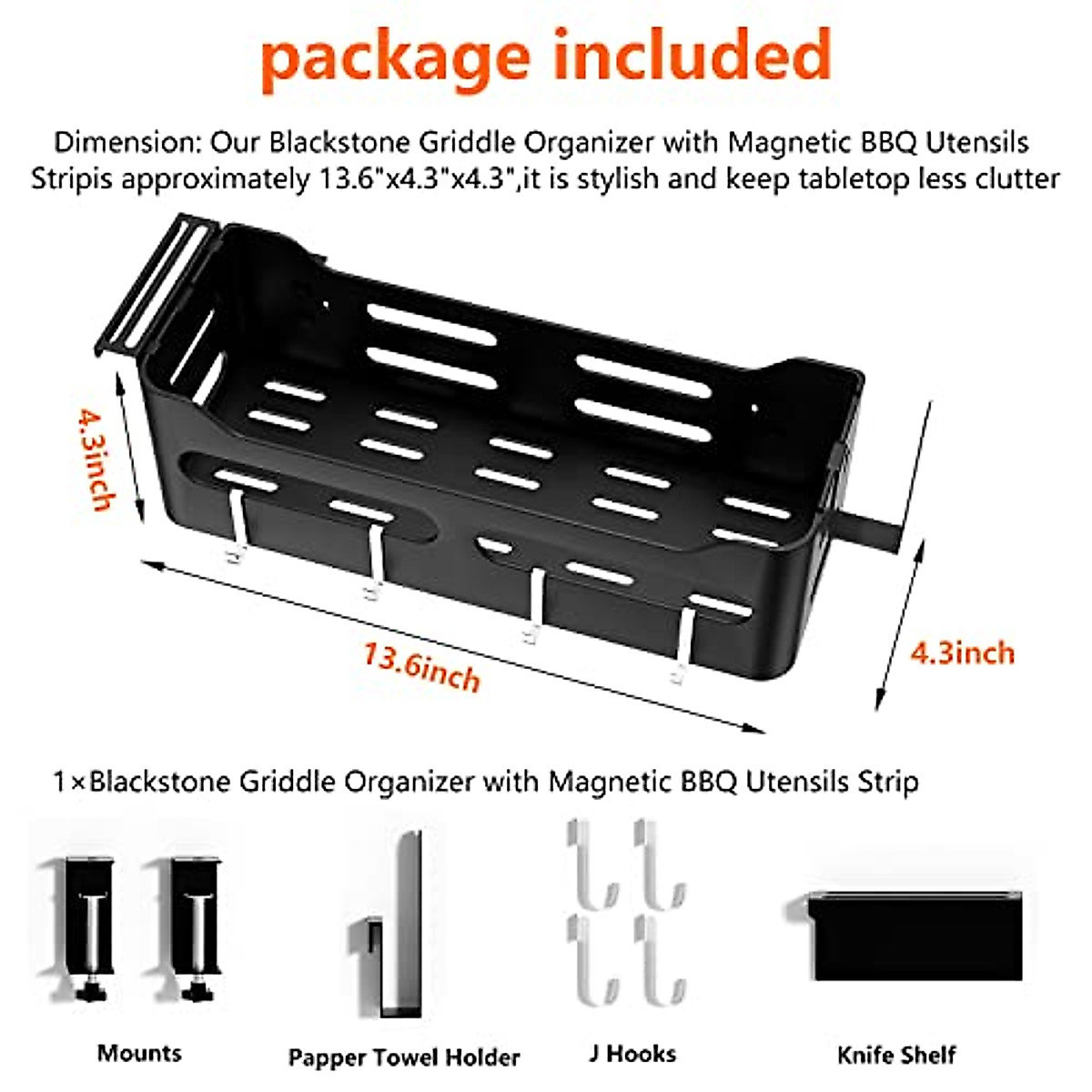 Upgraded Griddle Caddy for Blackstone Griddle Accessories, Space Saving Grill Accessories, BBQ Accessories Storage for Blackstone Griddles 28"/36" (Without Magnetic Tool Holder)