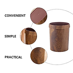 Round Trash Bin Office Decor Bathroom Trash Bin Round Trash Can Round Trash bin Small Trash can Plastic Garbage can Garbage Bin Wood Plastic Wastebasket Car Decor Small Trash can