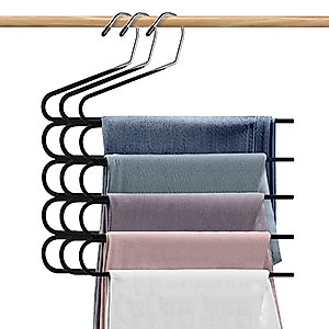 Velvet Hanger for Pants Space Saving Hanger- Multi Layer Jeans Trouser Hanger,Myfolrena Open Ended Hanger for Pants Multiple Hangers Closet Organizer for Scarf Jeans Leggings(3-Pack)