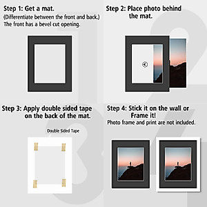 Golden State Art, Pack of 20 11x14 BLACK Picture Mats with White Core Bevel Cut for 8x10 Pictures