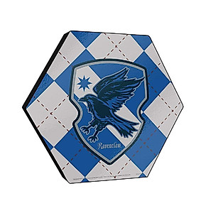 Harry Potter – Ravenclaw – Hogwarts House Crest – Argyle Plaid - 11.5” X 10” Hexagon Shaped KNEXAGON Wood Print – Hang Alone or Connect to Other Pieces – Officially Licensed Merchandise