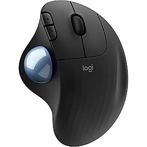 Logitech Ergo M575 New Version Wireless Trackball Mouse, Easy Thumb Control, Precision and Smooth Tracking, Ergonomic Comfort Design, Windows/Mac, Bluetooth, USB - Graphite Extra Battery Bundle