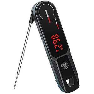 ThermoPro Lightning One-Second Instant Read Meat Thermometer, Calibratable Kitchen Food Thermometer with Ambidextrous Display, Waterproof Cooking Thermometer for Oil Deep Fry Smoker BBQ Grill