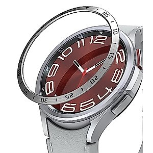 Ringke Bezel Styling [Stylish Stainless Steel Frame] Compatible with Samsung Galaxy Watch 6 Classic Case (43mm), Anti Scratch Protector Adhesive Lightweight Cover Accessory - 43-01 (ST) Silver