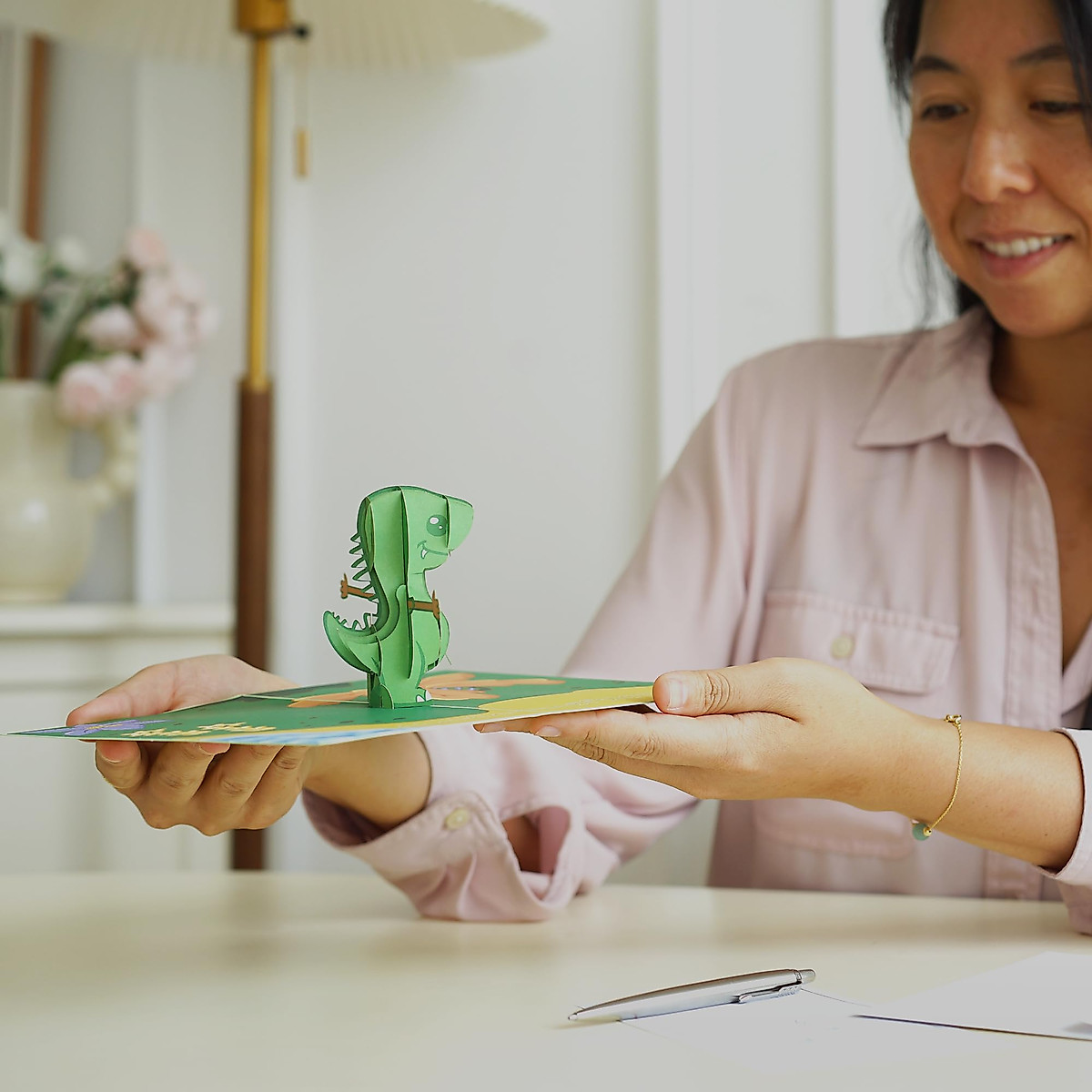 Dirty Pop Cards,T-Rex "I Love You This Much" 3D Popup Greeting Card,Anniversary, Valentines Day, Birthday Cards for Husband, Wife, Boyfriend, Girlfriend, BFF and More, 1 Notepaper, 1 Envelope