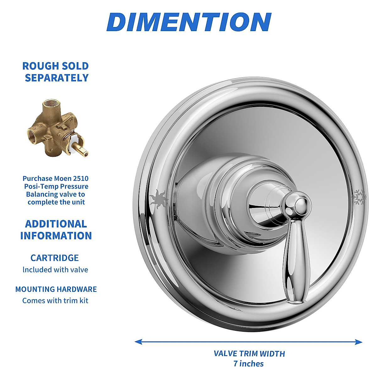 Replacement for Moen T2151 Brantford Posi-Temp Valve Trim Kit, Chrome Shower Trim Kit Shower Lever Handle (#2510 Valve Required)