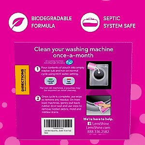 Lemi Shine Washing Machine Cleaner | Powered By Citric Acid | 100% Guaranteed Hard Water Cleaner | Compatible with Front & Top Load Washing Machines, 8 Count