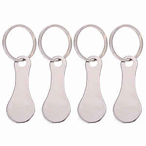 Kisangel 4Pcs Metal Shopping Trolley Tokens Shopping Cart Coin Quarter Portable Key Rings for Convenient Shopping Cart, Silver