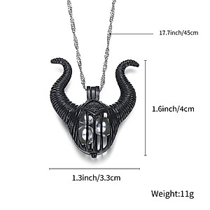 SUU Villain Jewelry Maleficent Necklace Women Girls Locket Necklace Maleficent Horn Pearl Cage Pendant Black Necklace Villain Gift