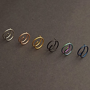 Vitaltyextracts 6Pcs Double Hoop Nose Ring Hypoallergenic Improved Softness Surgical Steel. 20 Gauge Spiral Nose Hoop Thin Nose Piercings Stainless Steel Body Jewelry for women 0.8mm*8mm