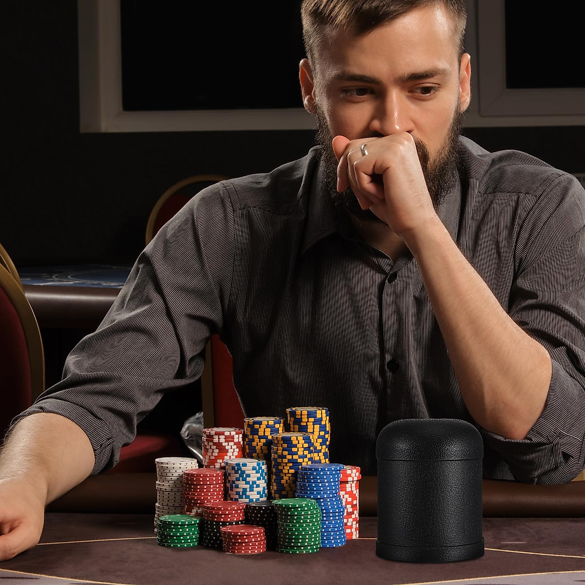 Toyvian 10PCS Rolling Dice Cup Professional Black Dice Cup Cylindrical Dice Box Club Bar Entertainment Game for Party Decor