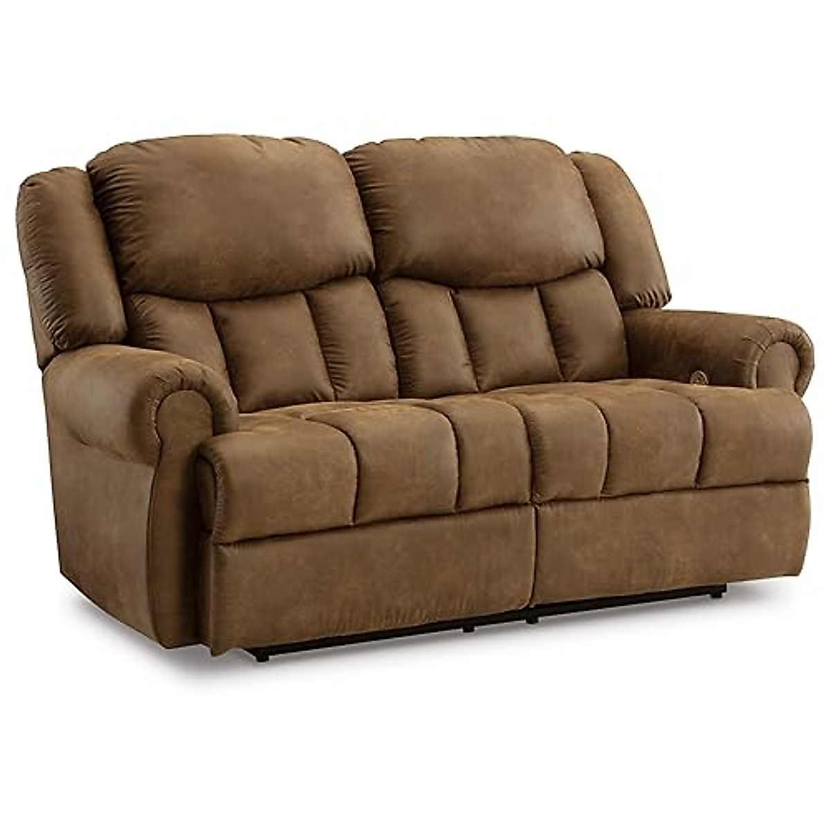 Signature Design by Ashley Boothbay Classic Faux Leather Power Power Reclining Loveseat with USB Ports, Dark Brown
