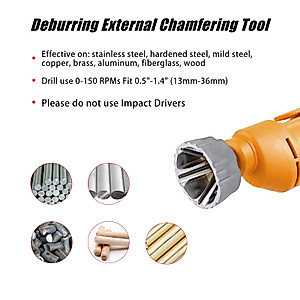 Deburring External Chamfer Tool, Deburring Chamfering Drill Bit, Bolt Deburring Tool Stainless Steel, Remove Burr Tools Quick Release Hex Shank Fits 1/2"to 1-3/8" (13mm-35mm)