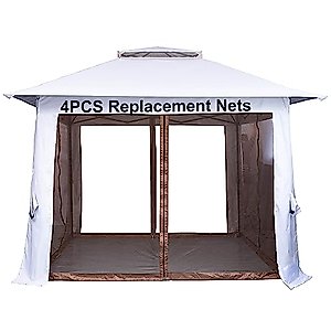 SCOCANOPY Universal Replacement Mosquito Netting Screen Walls for 10x10 Canopy Or Gazebo, Set of 4 Panels (Brown)