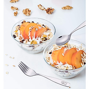 ANNOVA Kids Silverware Children&#039;s Safe Flatware Set Stainless Steel - 12 x Children Dinner Spoons, Toddler Utensils, Metal Cutlery Set for LunchBox (Engraved Dog Bunny) (Stainless Steel, 12 Spoons)