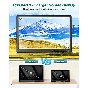 Desobry 17 Inch Small TV with 1080P HDMI Input, Portable TV with Antenna ATSC Tuner, Rechargeable Battery Operated TV Portable Monitor Built-in TV Stand, Mini TV for Bedroom, Kitchen, Camping, RV